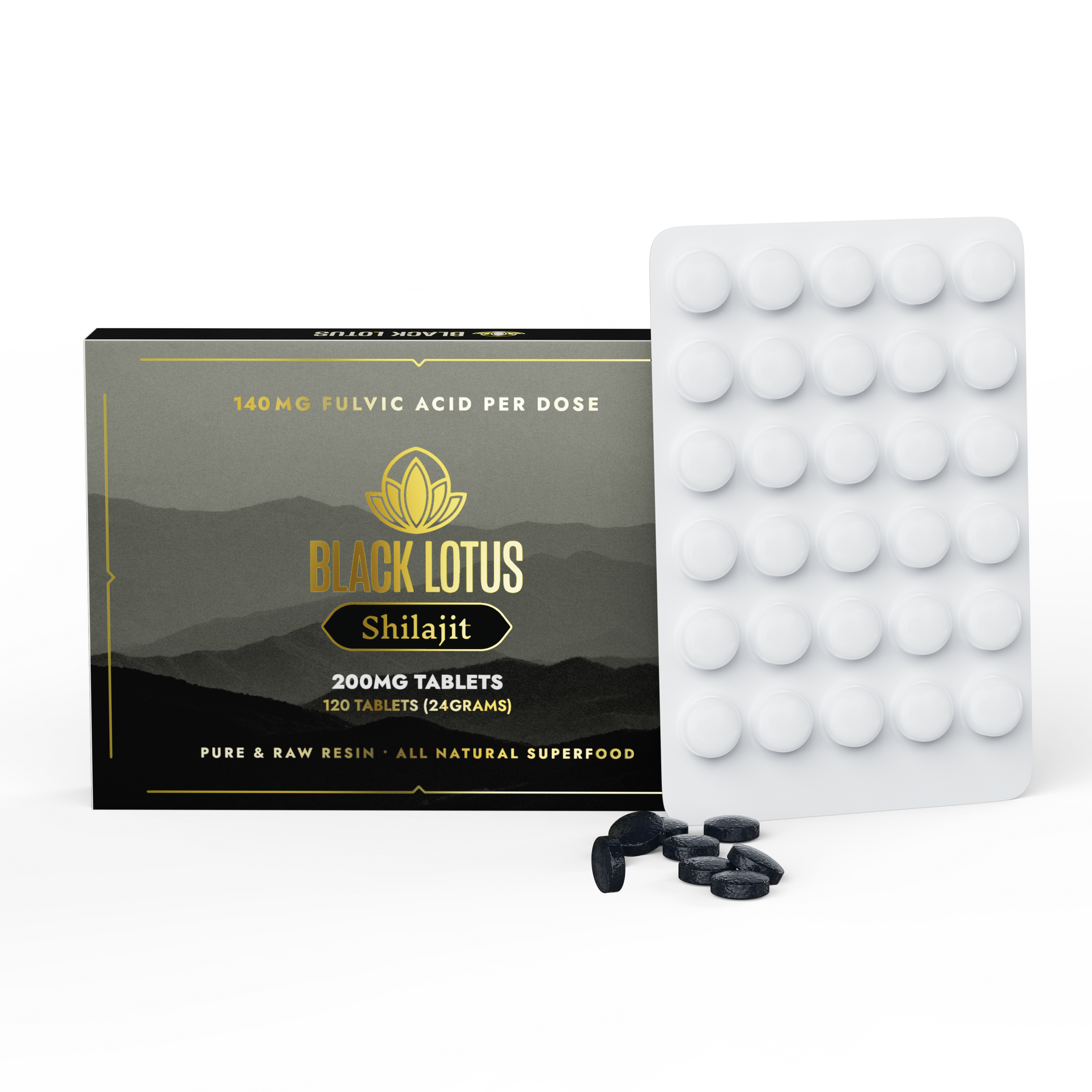 Pure Shilajit Tablets - Gold Standard - 160mg Fulvic Acid - 20mg Humic Acid