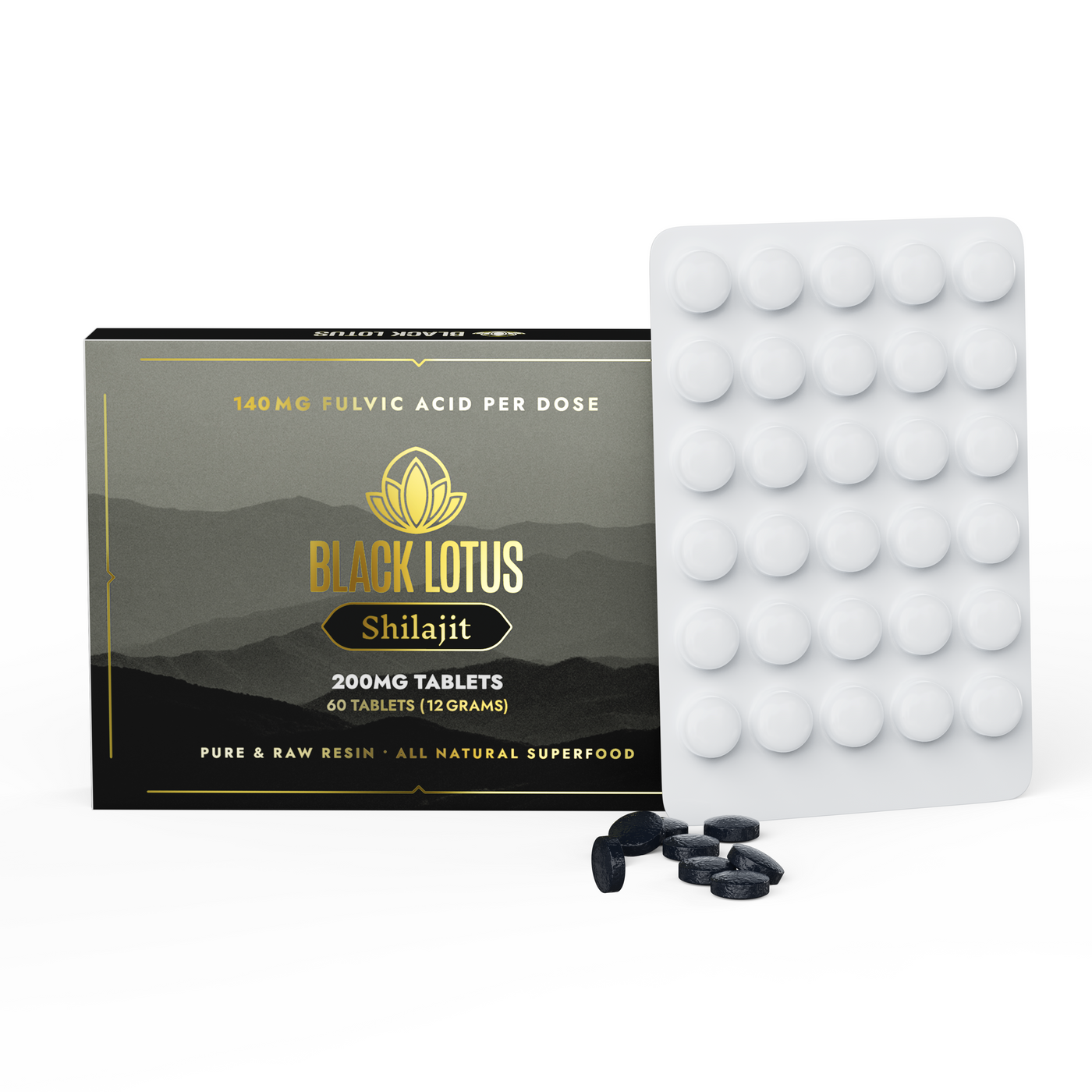Pure Shilajit Tablets - Gold Standard - 160mg Fulvic Acid - 20mg Humic Acid