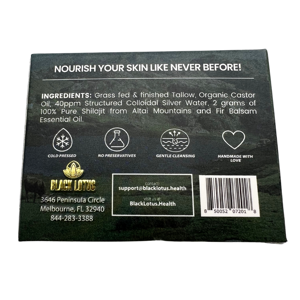 Pure Shilajit & Grassfed Tallow Soap - Infused with Colloidal Silver