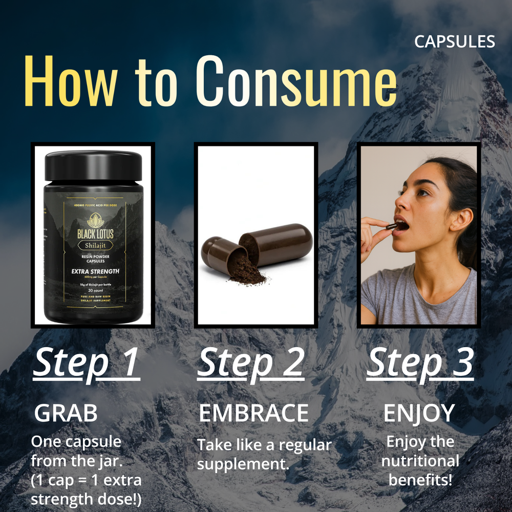 Shilajit Raw Resin Powder Capsules: EXTRA STRENGTH