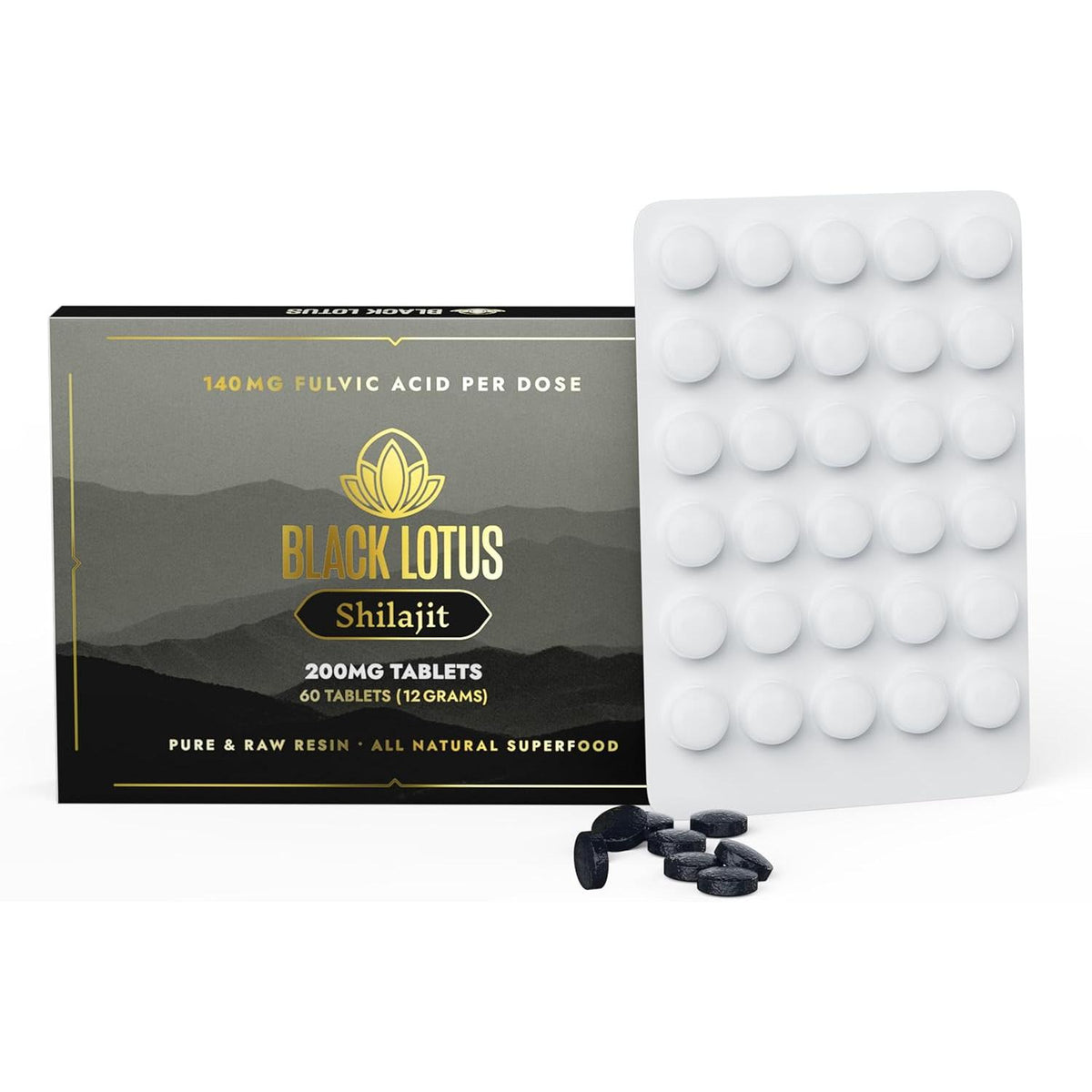 Pure Shilajit Tablets - Gold Standard - 160mg Fulvic Acid - 20mg Humic Acid