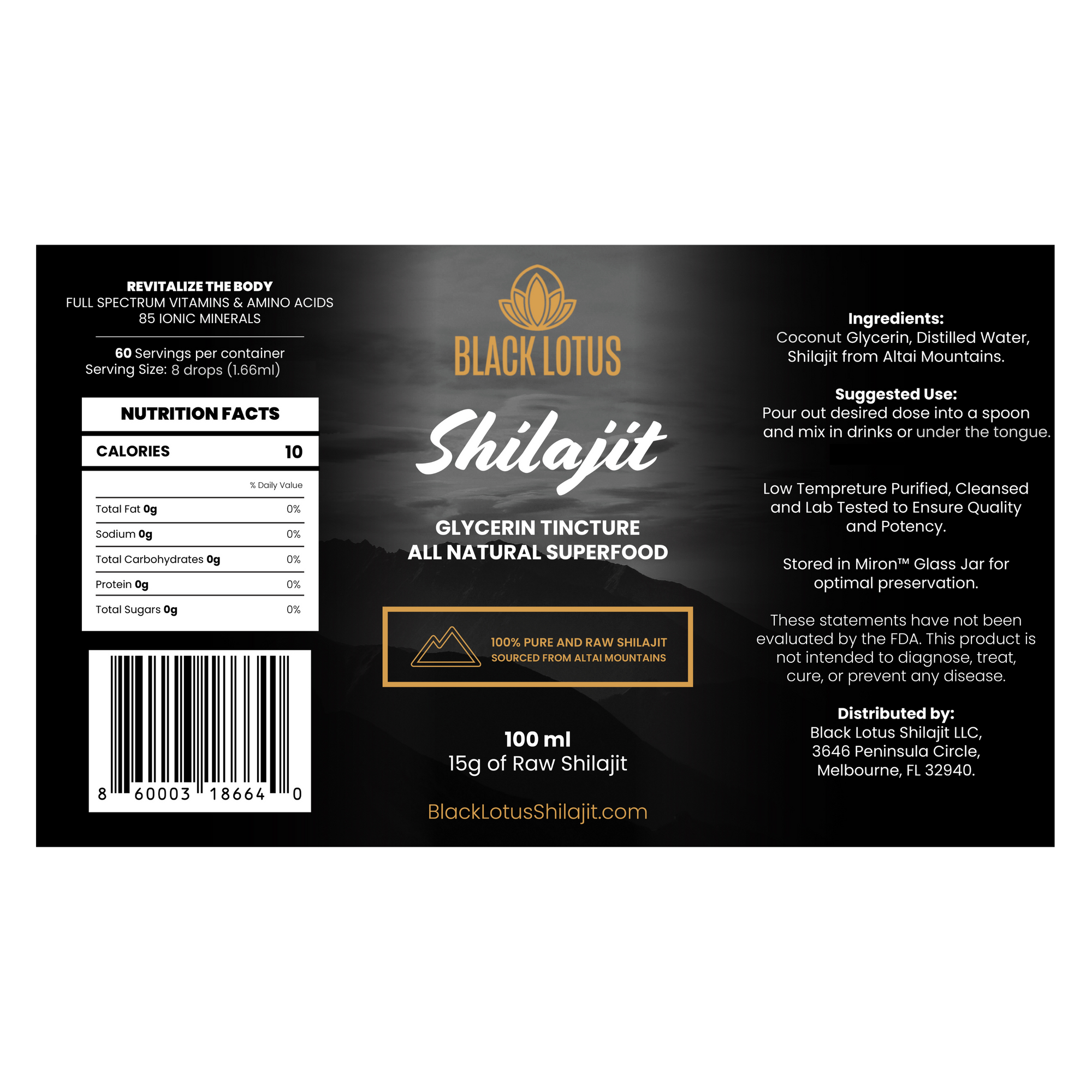 Pure Shilajit Tincture - Gold Standard - 175mg Fulvic Acid