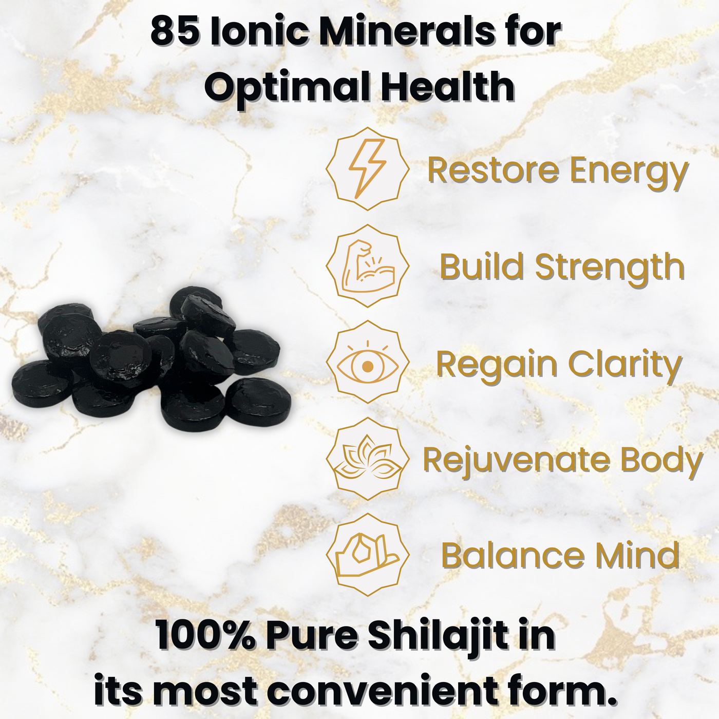 Pure Shilajit Tablets - Gold Standard - 160mg Fulvic Acid - 20mg Humic Acid
