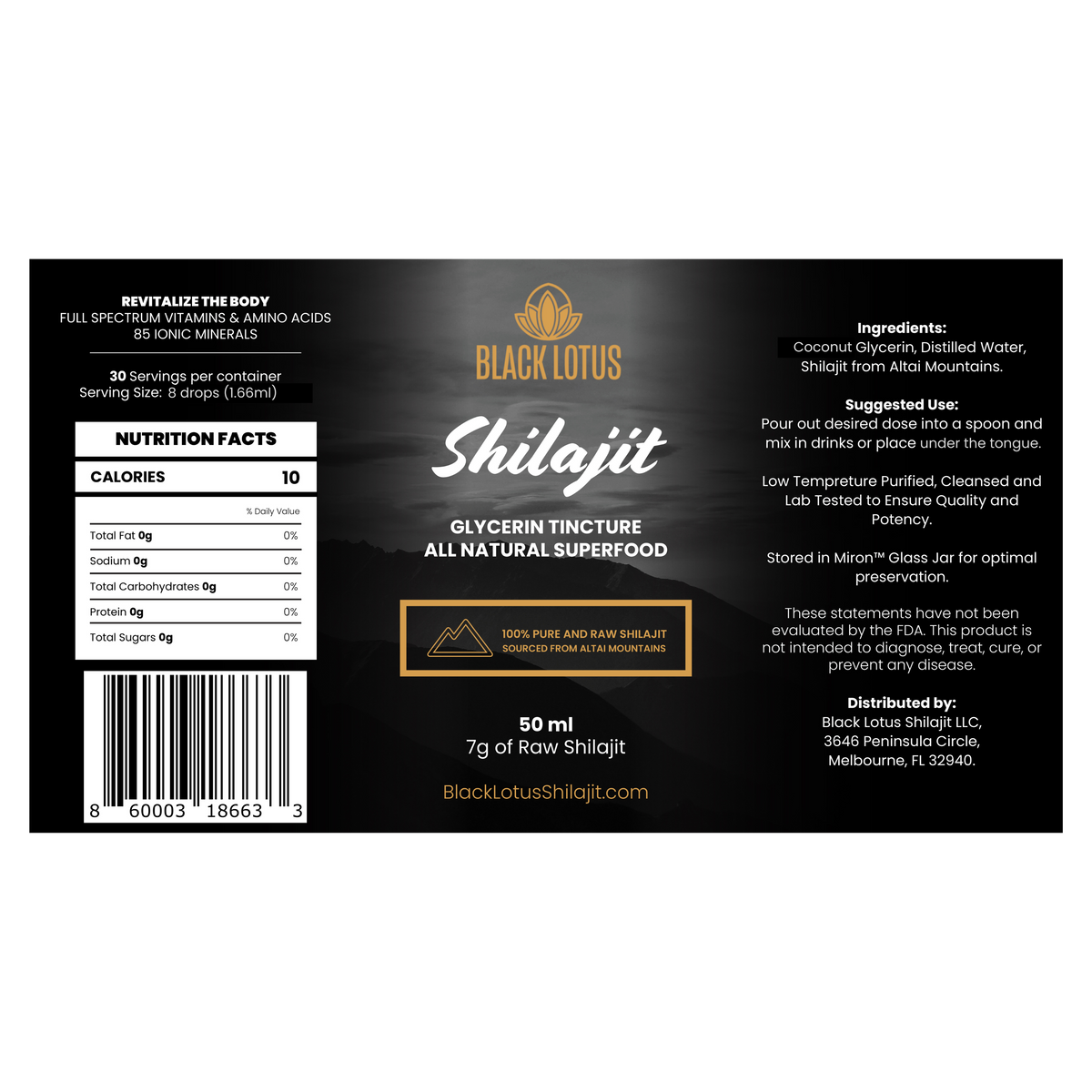 Pure Shilajit Tincture - Gold Standard - 175mg Fulvic Acid