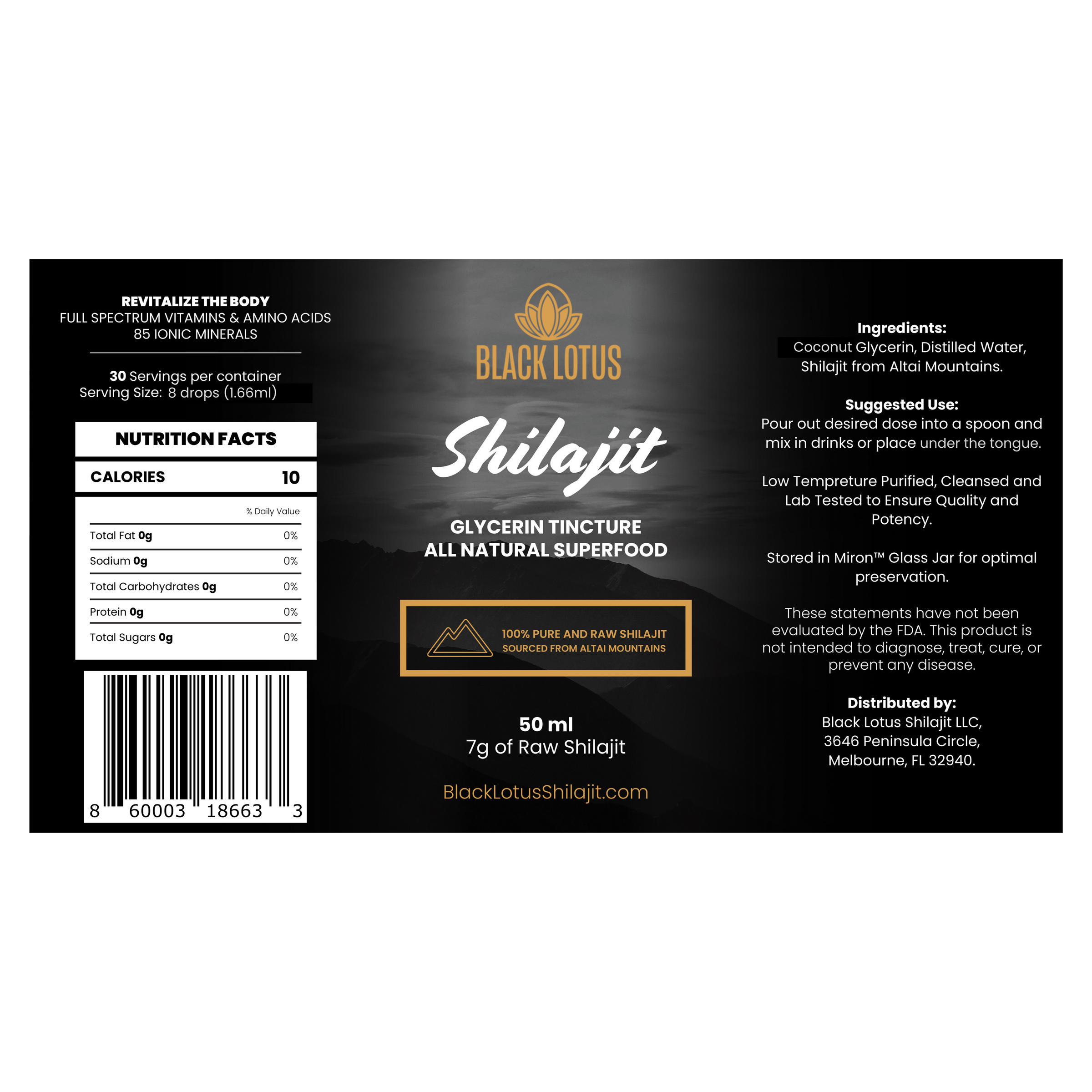 Pure Shilajit Tincture - Gold Standard - 175mg Fulvic Acid