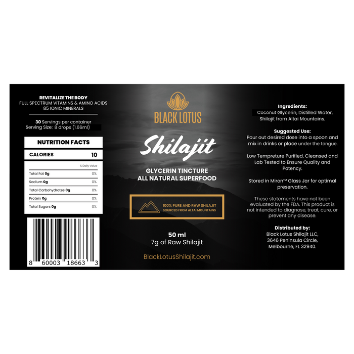 Pure Shilajit Tincture - Gold Standard - 175mg Fulvic Acid